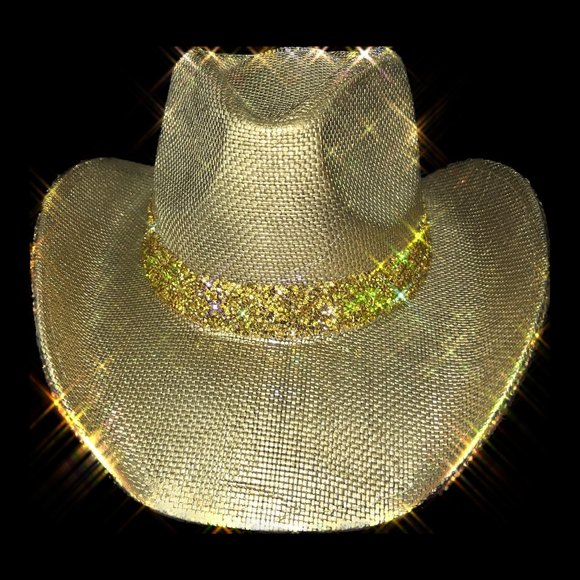 Accessories | Gold Rhinestone Rockstar Cowboy Hat | Poshmark